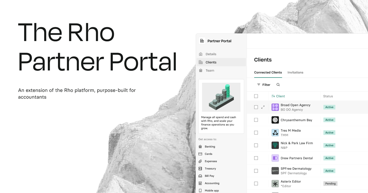 Rho Partner Portal | Rho Built for Accounting Partners