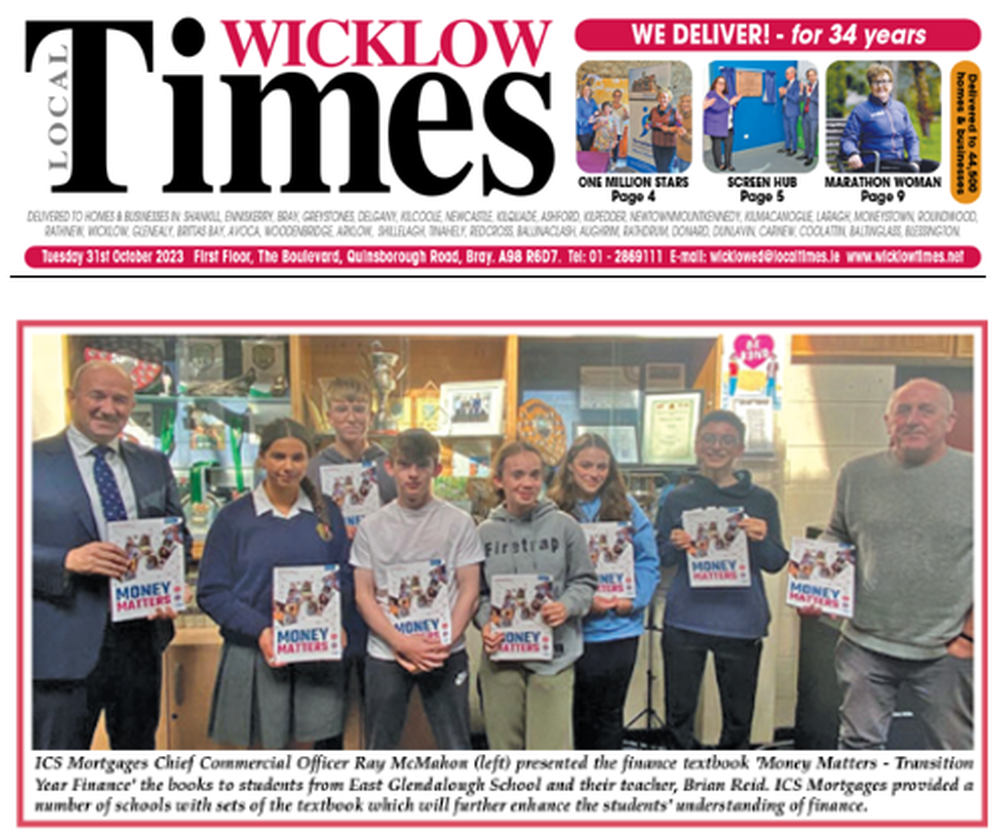 Wicklow Times - EGS presented with copies of the finance textbook Money ...