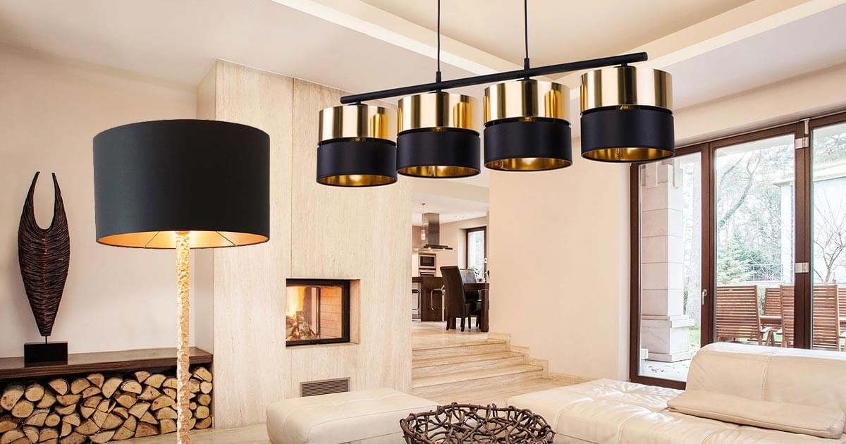 Svietidlá v čiernej a zlatej farbe