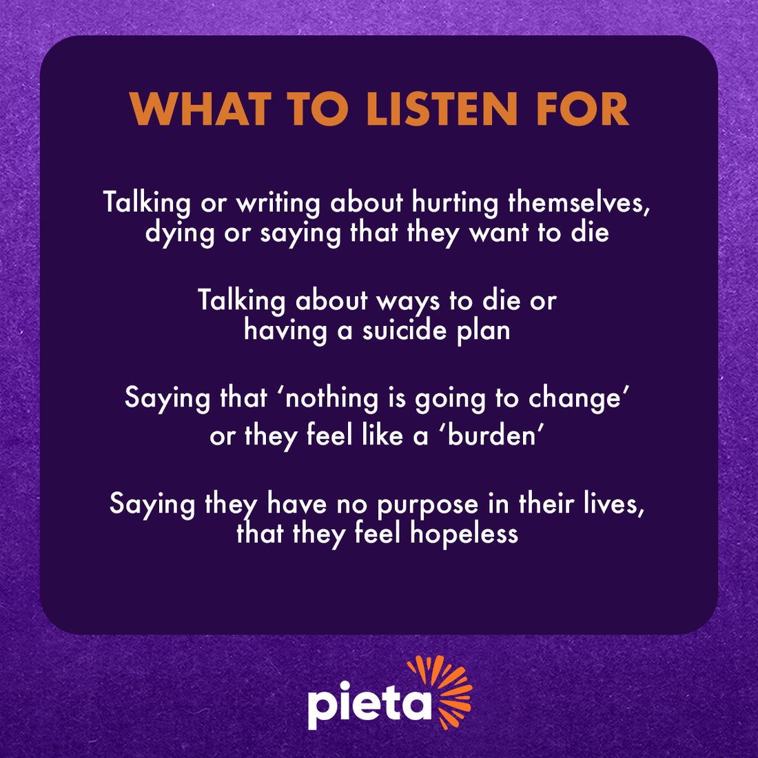 Signs of Suicide Toolkit | Pieta