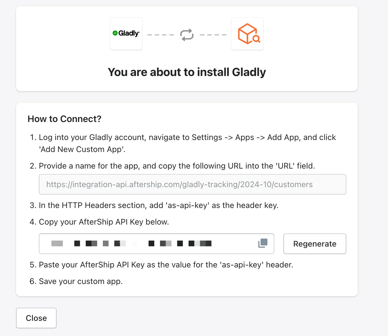Gladly integration with AfterShip Tracking