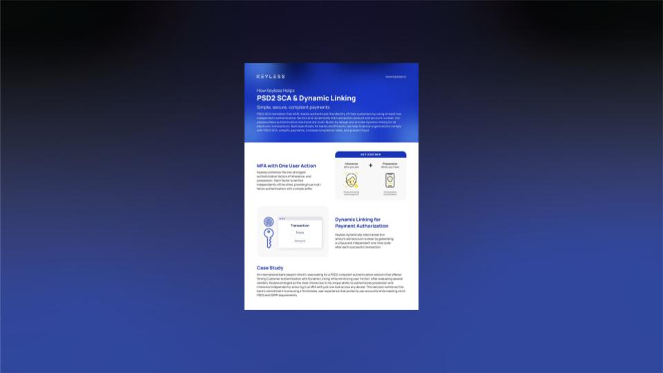 Keyless | Frictionless PSD2 Strong Customer Authentication