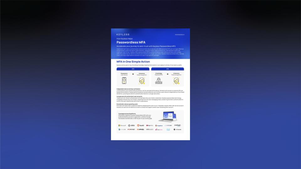 Keyless | Passwordless MFA One Pager