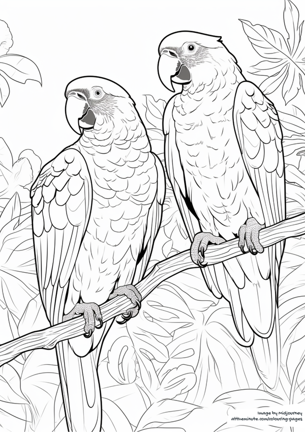 Parrots Colouring Page | at the minute