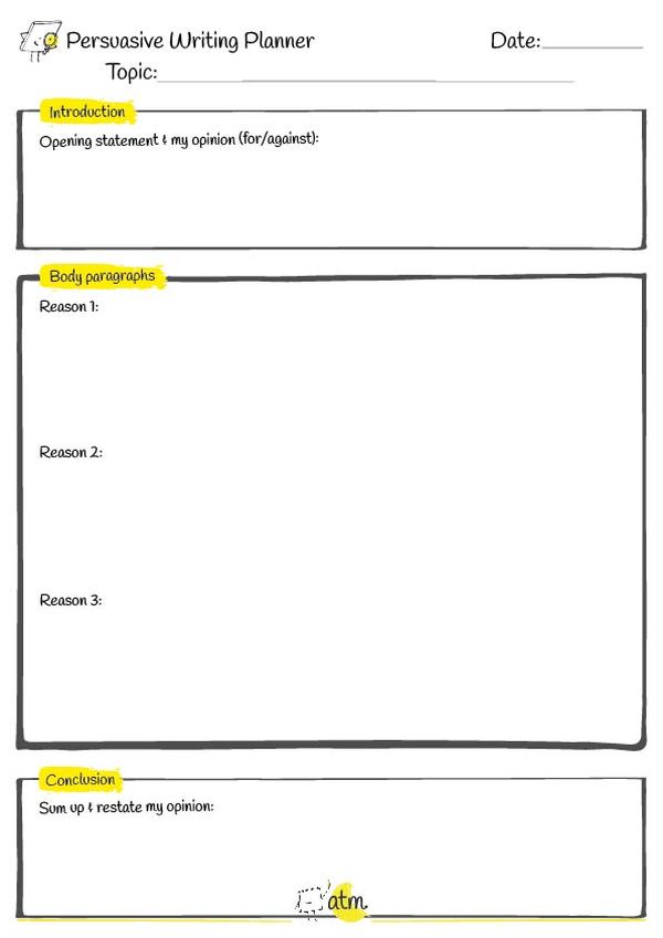 Persuasive Writing Planner | at the minute