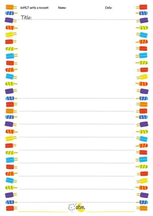 Summer Recount Writing Frame - Ice Cream | at the minute