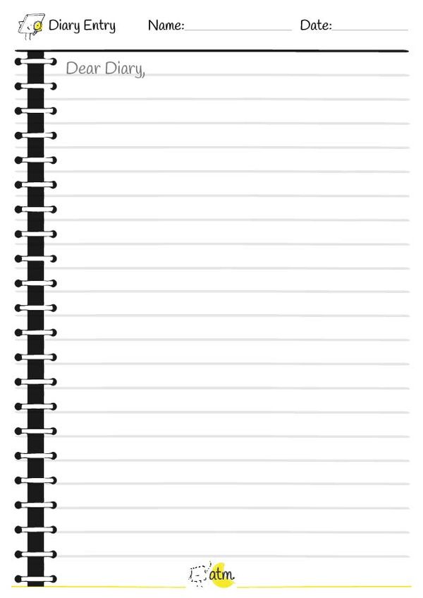 Diary Entry Template At The Minute
