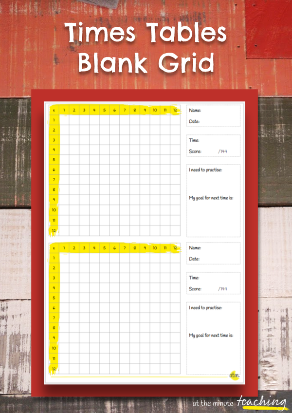 Times tables blank grids | at the minute