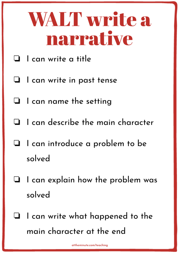 Success Criteria for Narrative Writing Year 1 | at the minute