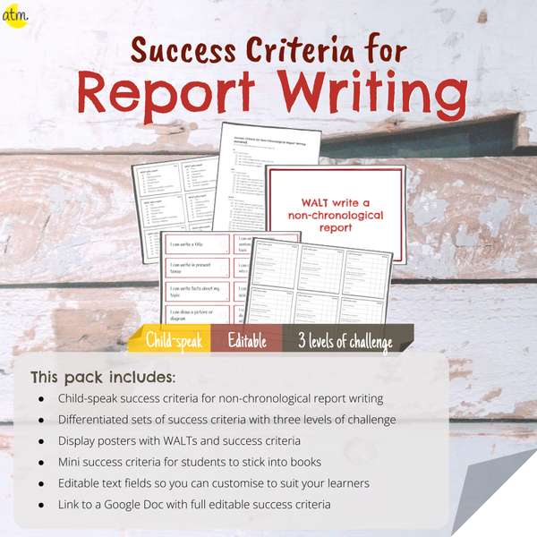 Success Criteria for Non-Chronological Report Writing | at the minute