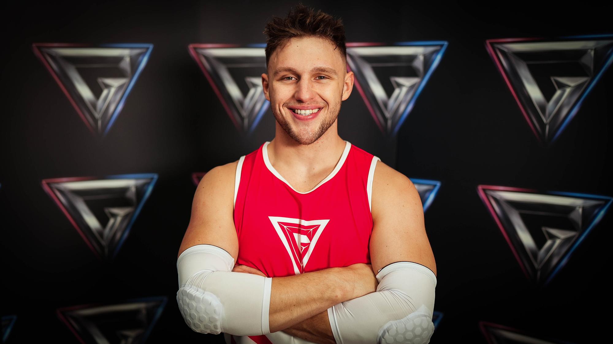 TeamGym Gymnast Joe Fishburn takes on the Gladiators Grand Final