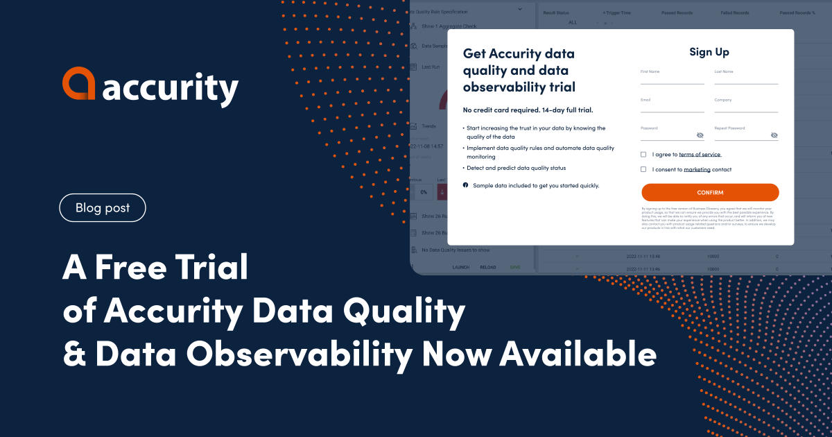 Accurity Data Quality & Data Observability Free Trial Launch | Blog