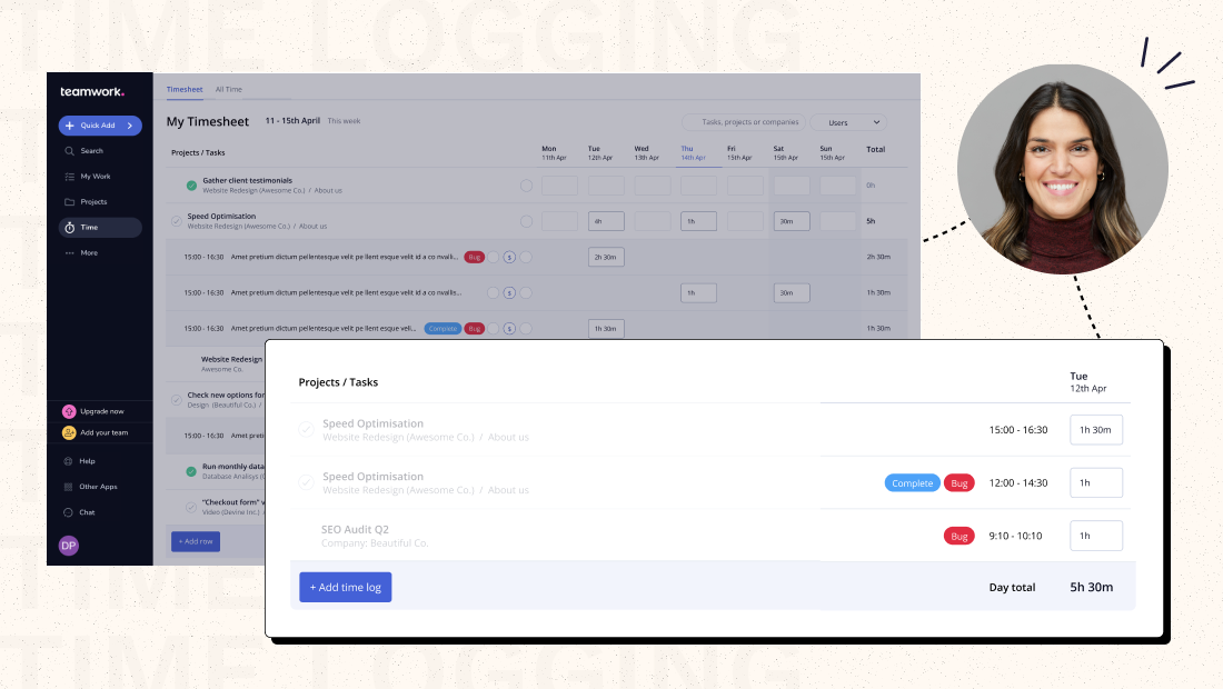 Manage time logs in one centralized place with My timesheet