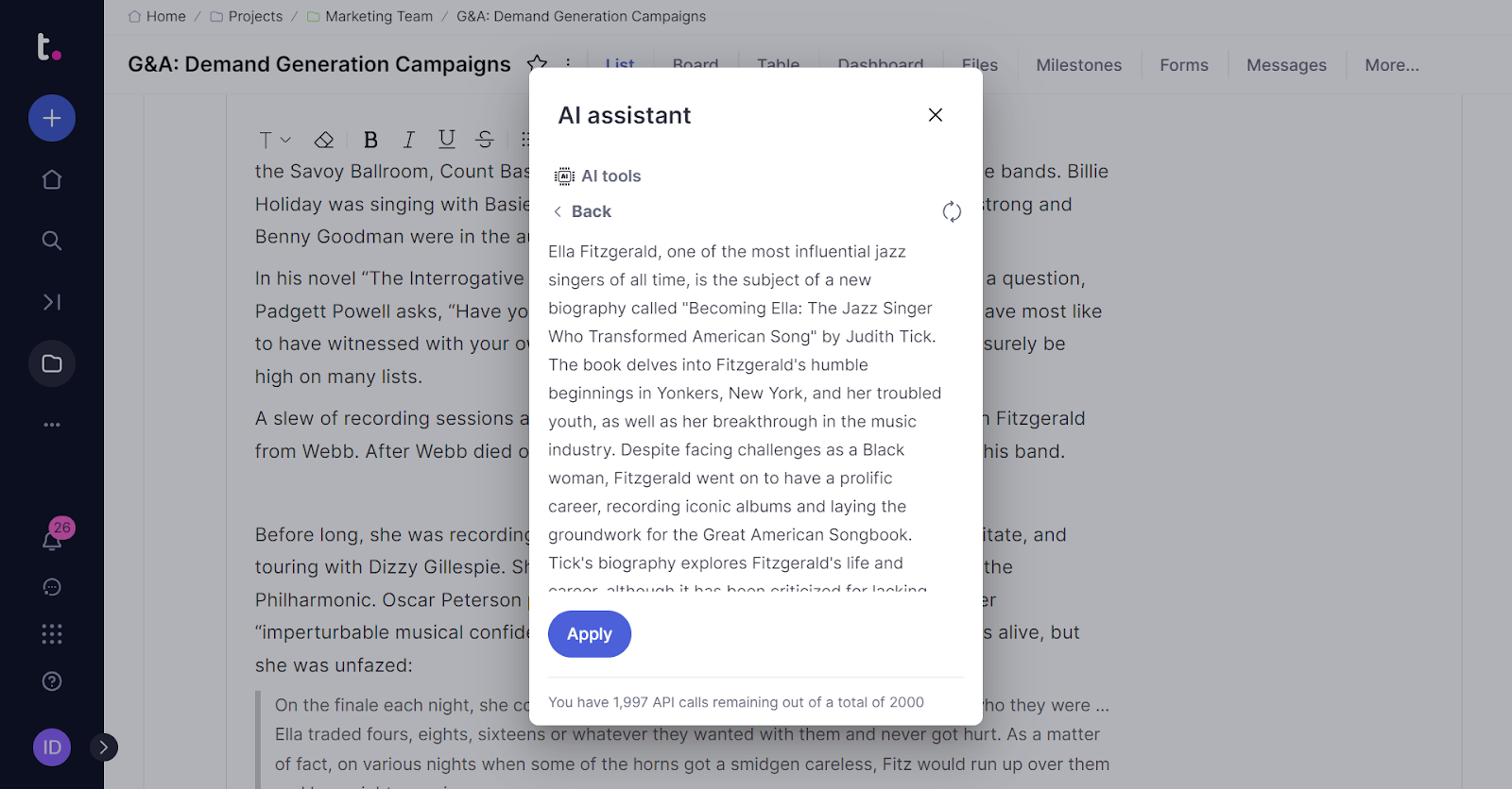 Introducing the Teamwork.com AI assistant, a new way to work smarter