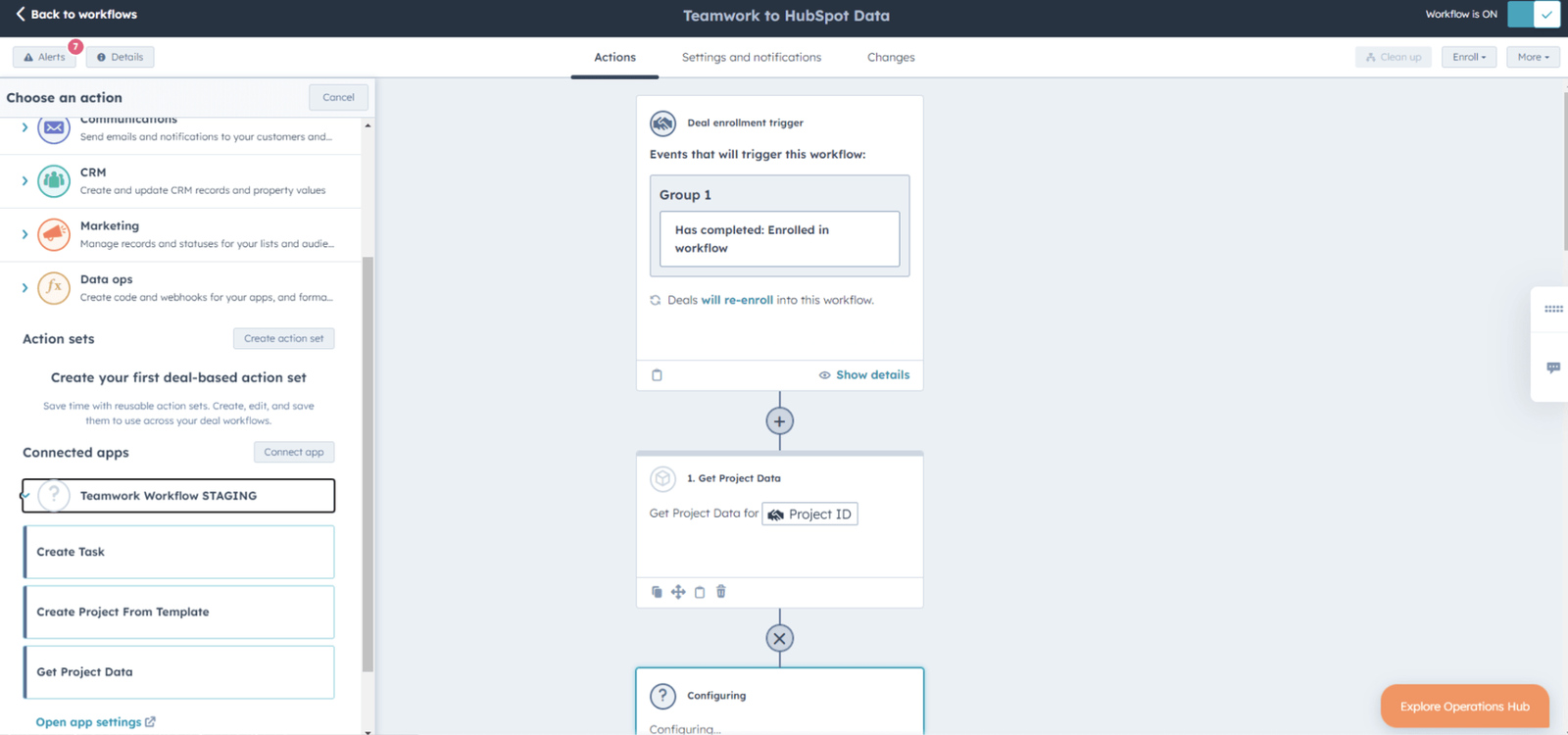 View your Teamwork.com data directly in HubSpot with the Get Project Data Workflow